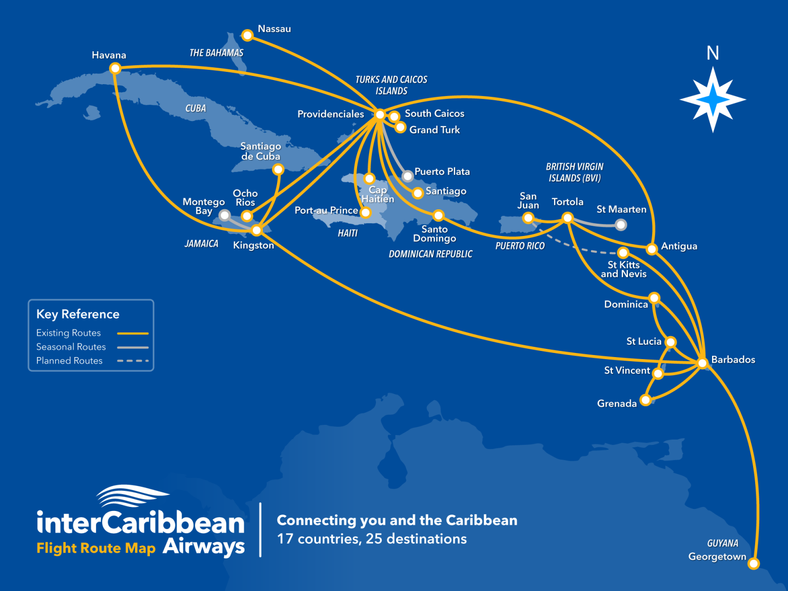 Inter Caribbean Flights | Route Map | interCaribbean Airways