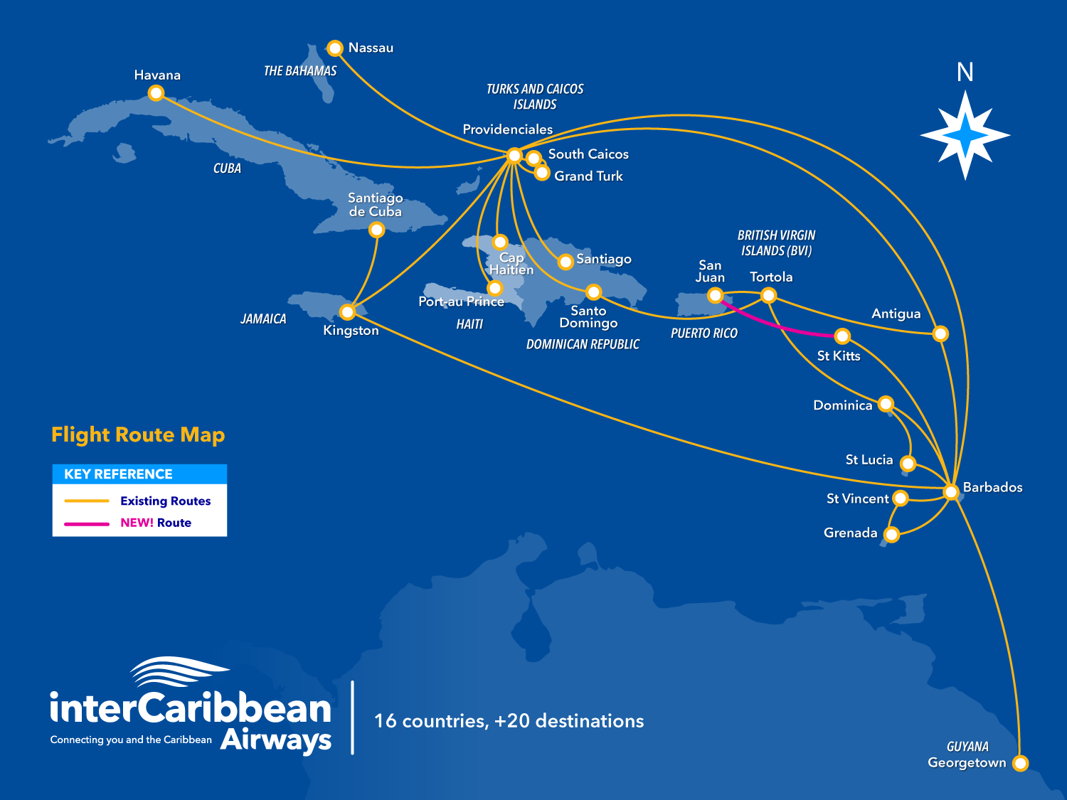 Inter Caribbean Flights | Route Map | interCaribbean Airways
